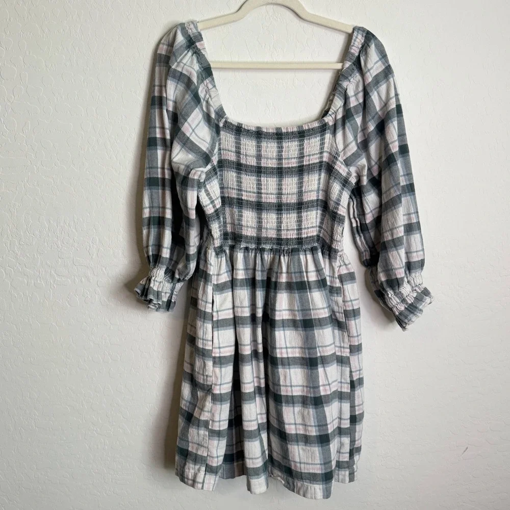 Madewell | Dresses | Madewell Xxl Lucie Elbowsleeve Smocked Mini Dress ...